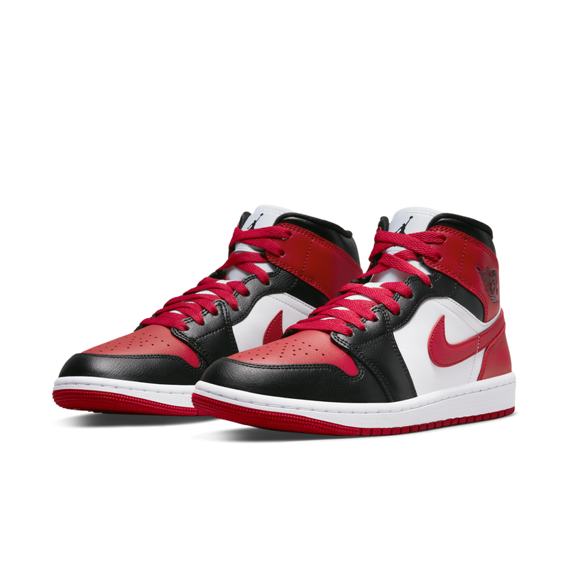 Air Jordan 1 Mid, Negro/Blanco/Rojo gimnasio, hi-res